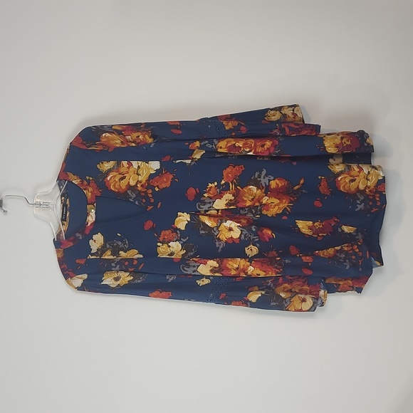 Blu Pepper | Dresses | Blu Pepper Blue Floral Boho Keyhole Bell Sleeve ...